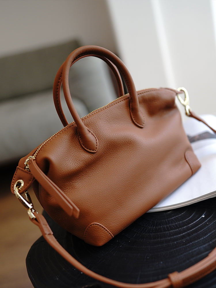 Classic Brown Leather Small Work Handbag Women Large Work Shoulder Bag