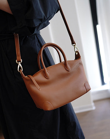Classic Brown Leather Small Work Handbag Women Large Work Shoulder Bag
