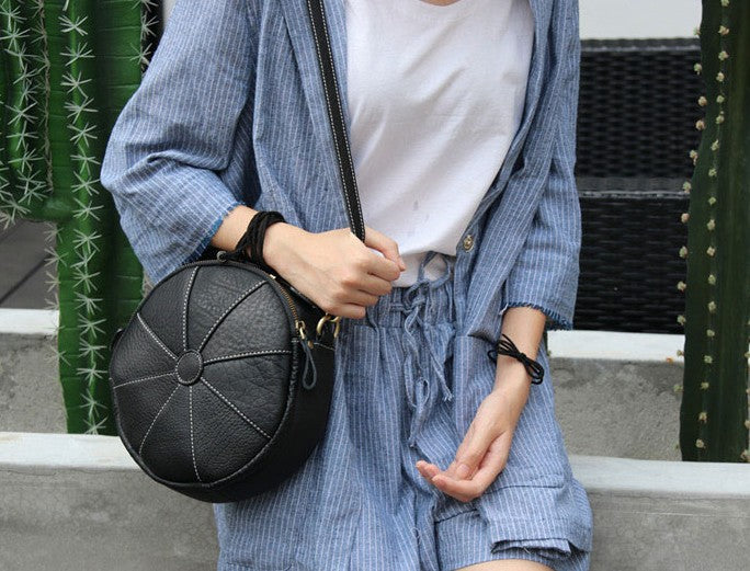 Fashion Womens Leather round purse circle bag circle handbag round han
