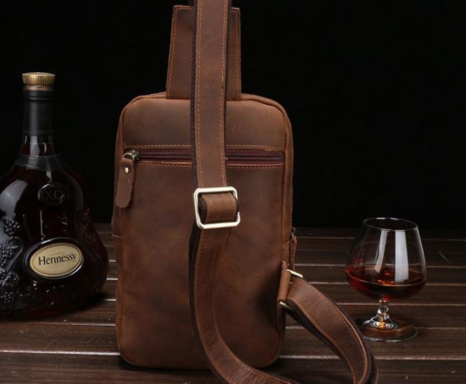 Vintage Leather Mens Sling Shoulder Bag Sling Bag Chest Bag Sling ...