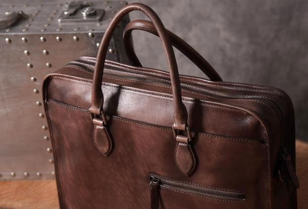 Handmade Cool leather mens Briefcases vintage laptop Briefcases ...