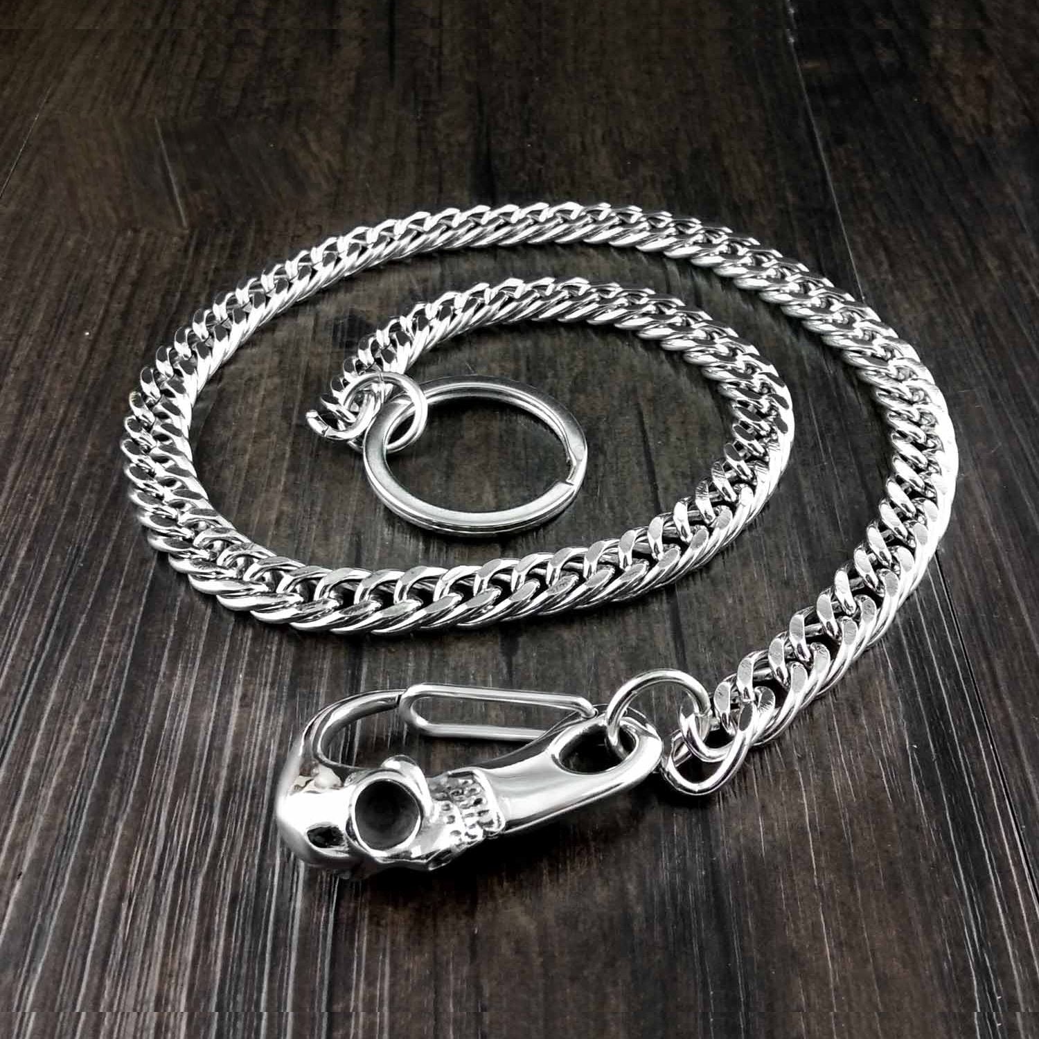 Solid Stainless Steel Skull Wallet Chain Cool Punk Rock Biker Trucker ...