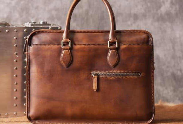 Handmade Cool leather mens Briefcases vintage laptop Briefcases ...