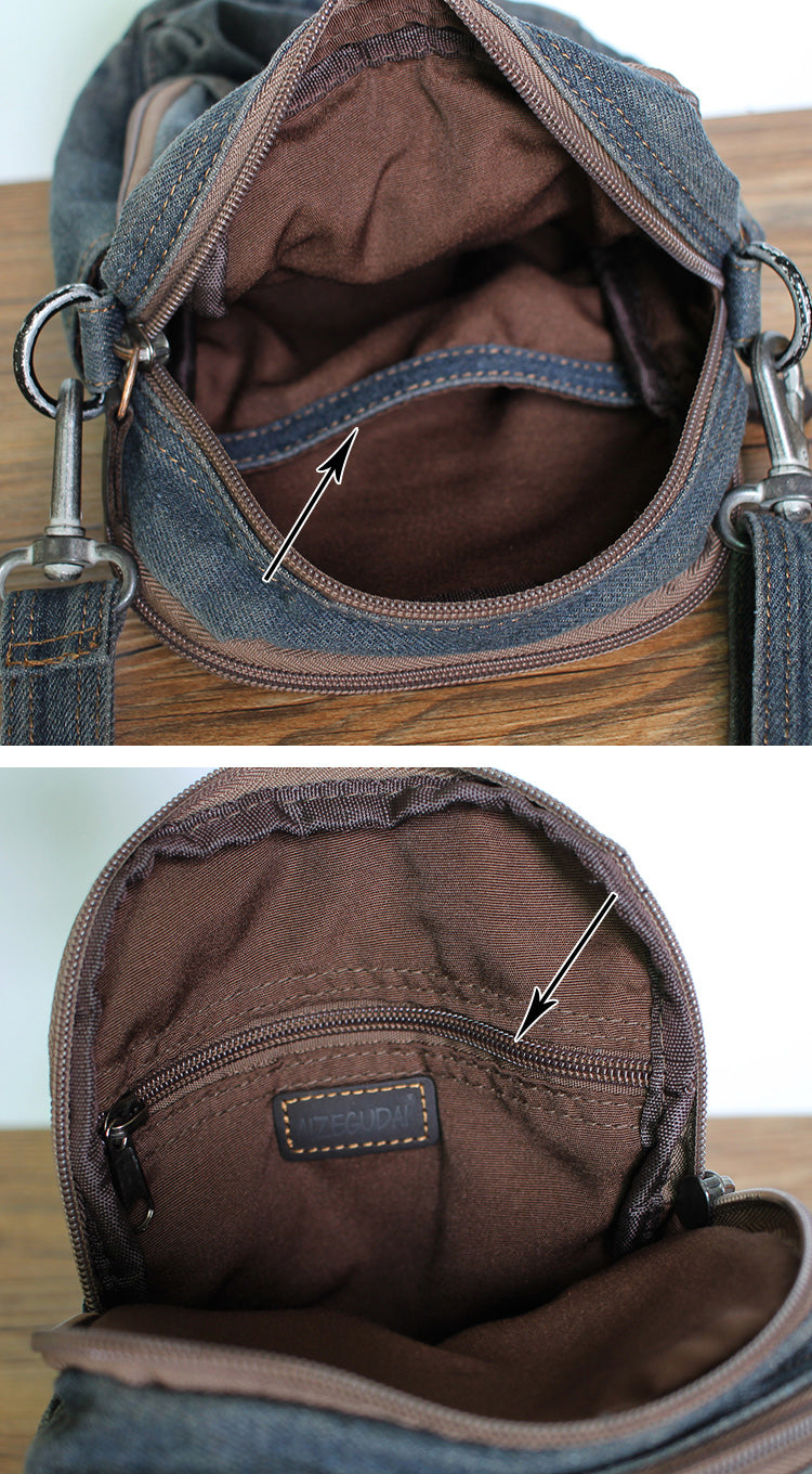 Blue Denim Womens Small Vertical Shoulder Bags Denim Side Bag Small Cr