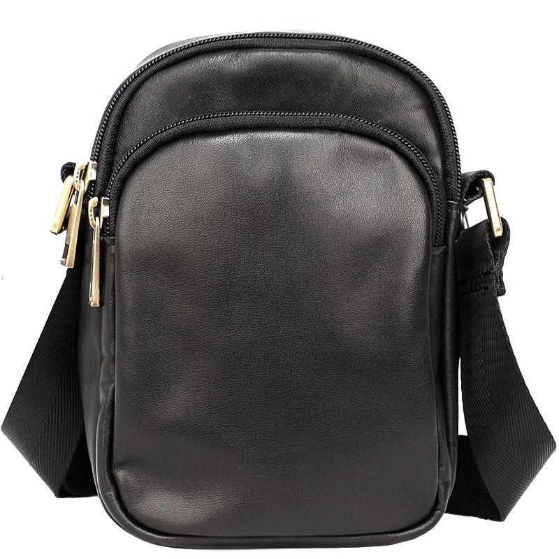 Black Vintage Leather Mens Small MIni Postman Shoulder Bag Phone ...