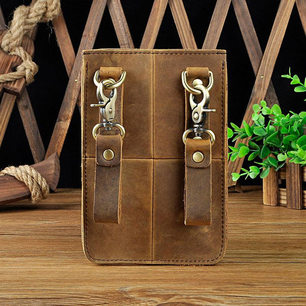 Mens Leather Small Belt Pouch Side Bag Waist Pouch COURIER BAG Holster