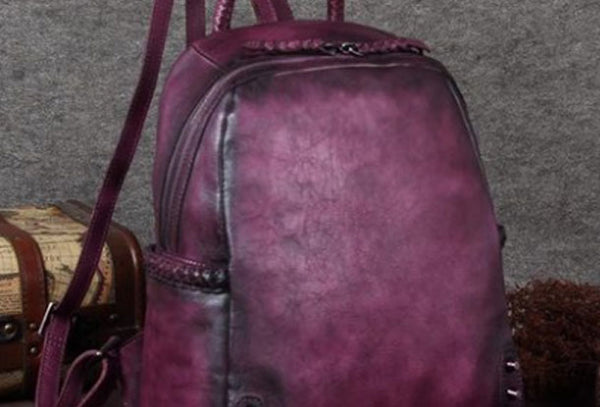 Genuine handmade Leather backpack bag shoulder bag girls women leather