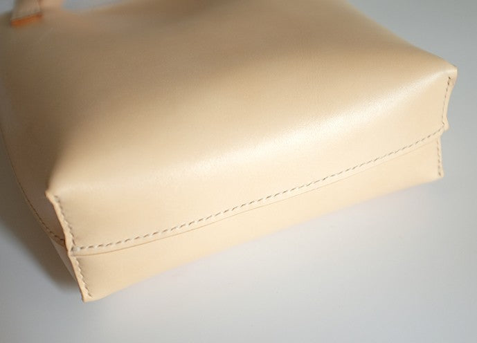 Handmade Leather Beige Small Womens Tote Purse Tote Shoulder Bags for
