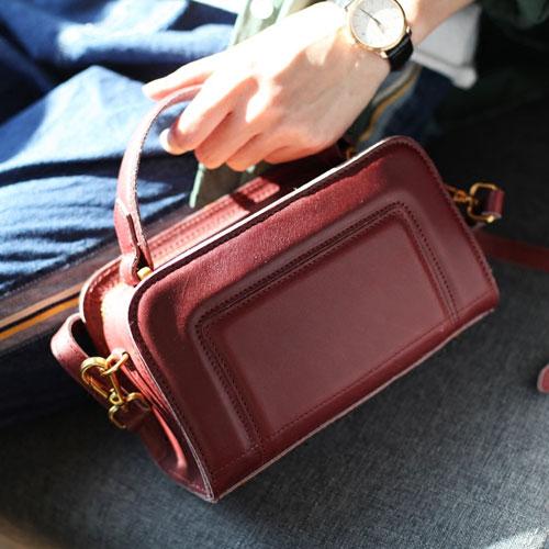 Fashion Womens Leather Red Satchel Handbag Leather Shoulder Bag Square