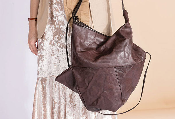 Genuine Leather Unique Handmade Handbag Tote Geometric Shoulder Bag Pu