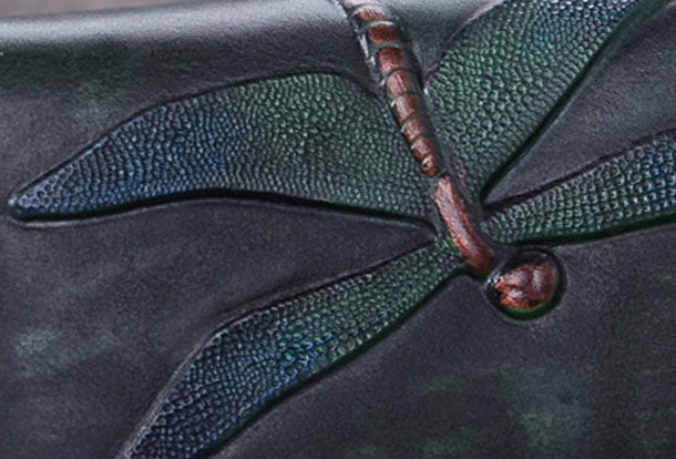 Genuine Leather Wallet Long Dragonfly Wallet Purse For Men Women ...