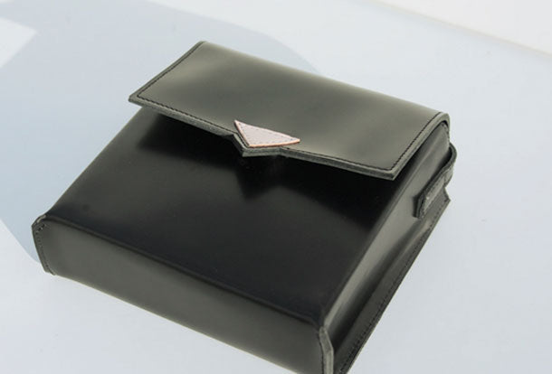 Handmade leather black square purse phone bag shoulder bag cossbody ba