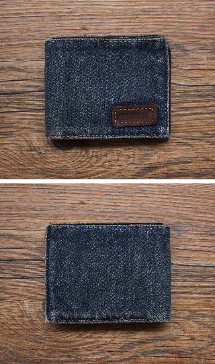 Blue Denim Wallet Denim Mens Slim billfold Wallet Denim Bifold Wallets ...