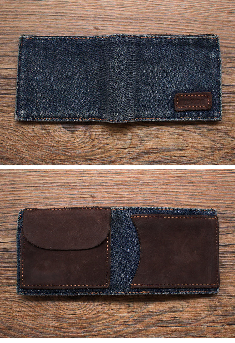 Blue Denim Wallet Denim Mens Slim billfold Wallet Denim Bifold Wallets ...