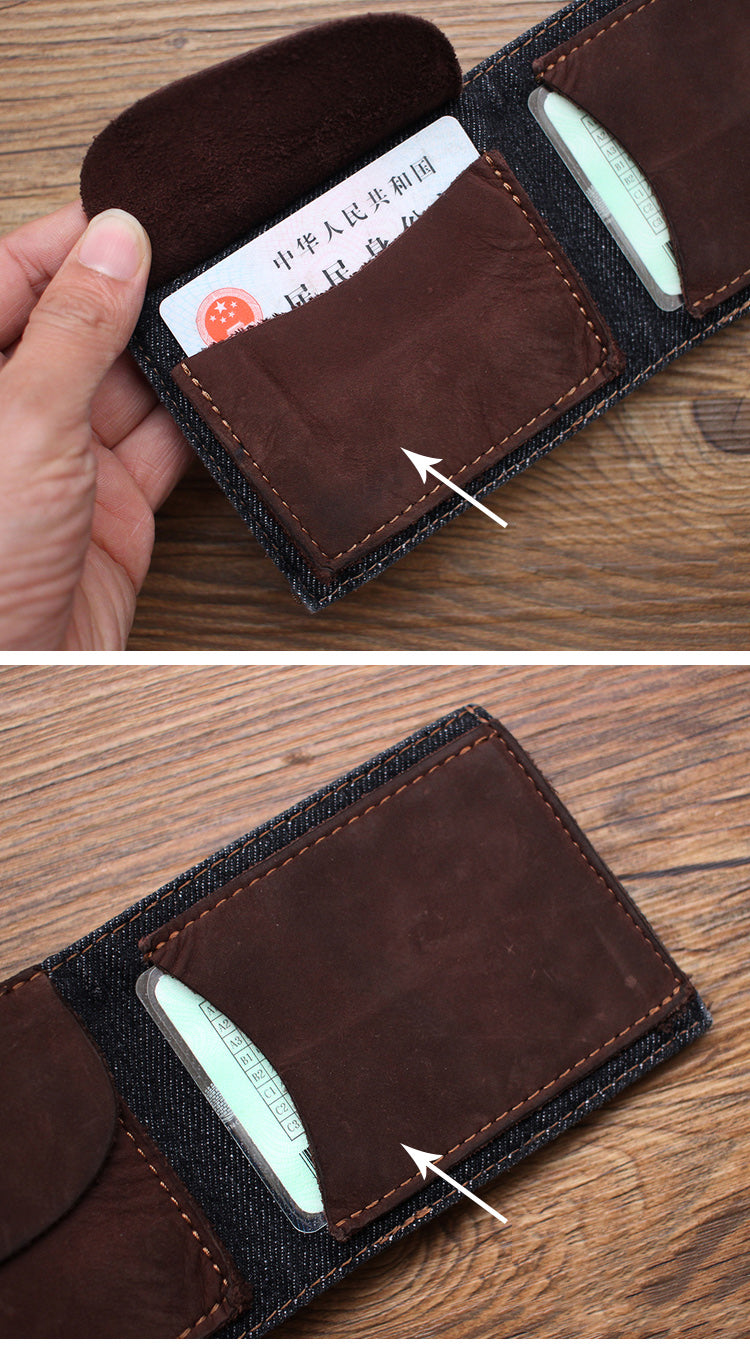 Blue Denim Wallet Denim Mens Slim billfold Wallet Denim Bifold Wallets ...
