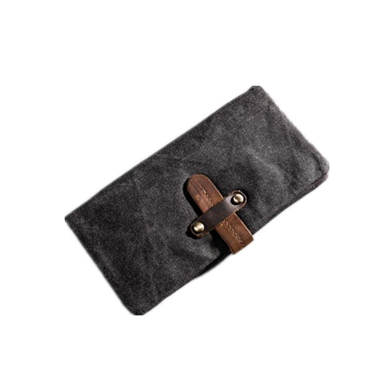 Canvas Leather Long Wallets for men Bifold Vintage Men Long Wallet