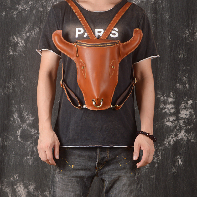 Cool Bull Leather Mens Backpack Vintage Travel Bag for Men