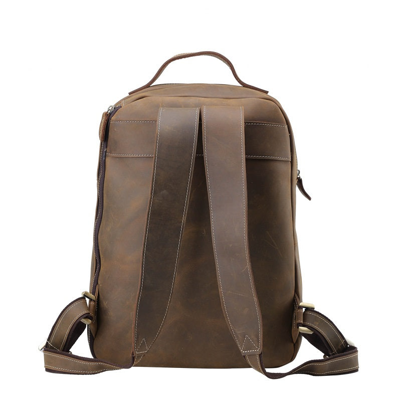Cool Coffee Leather Mens Backpack Large Vintage Large Travel Backpack ...