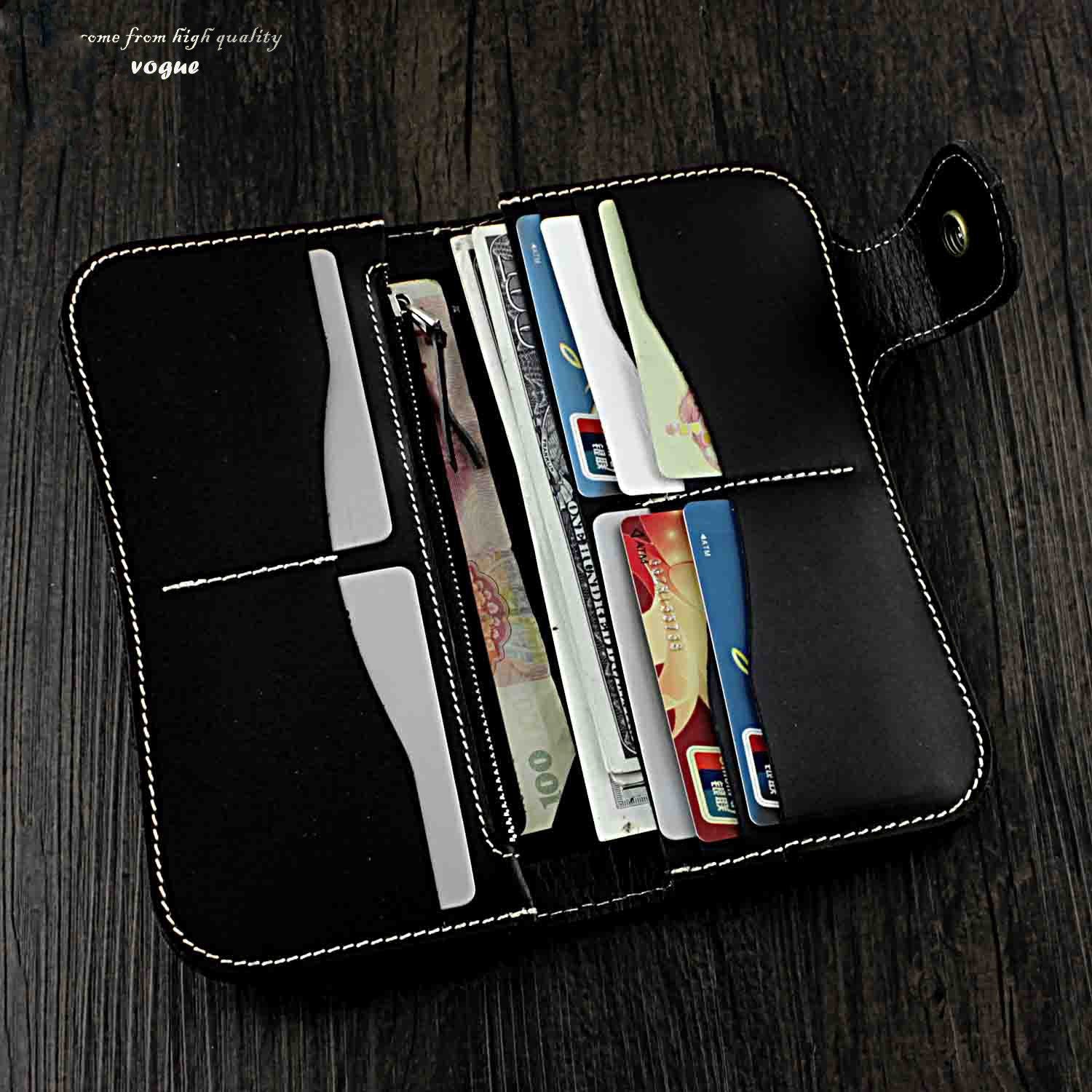 Badass Black Leather Men's Long Biker Chain Wallet Long Wallet Chain ...