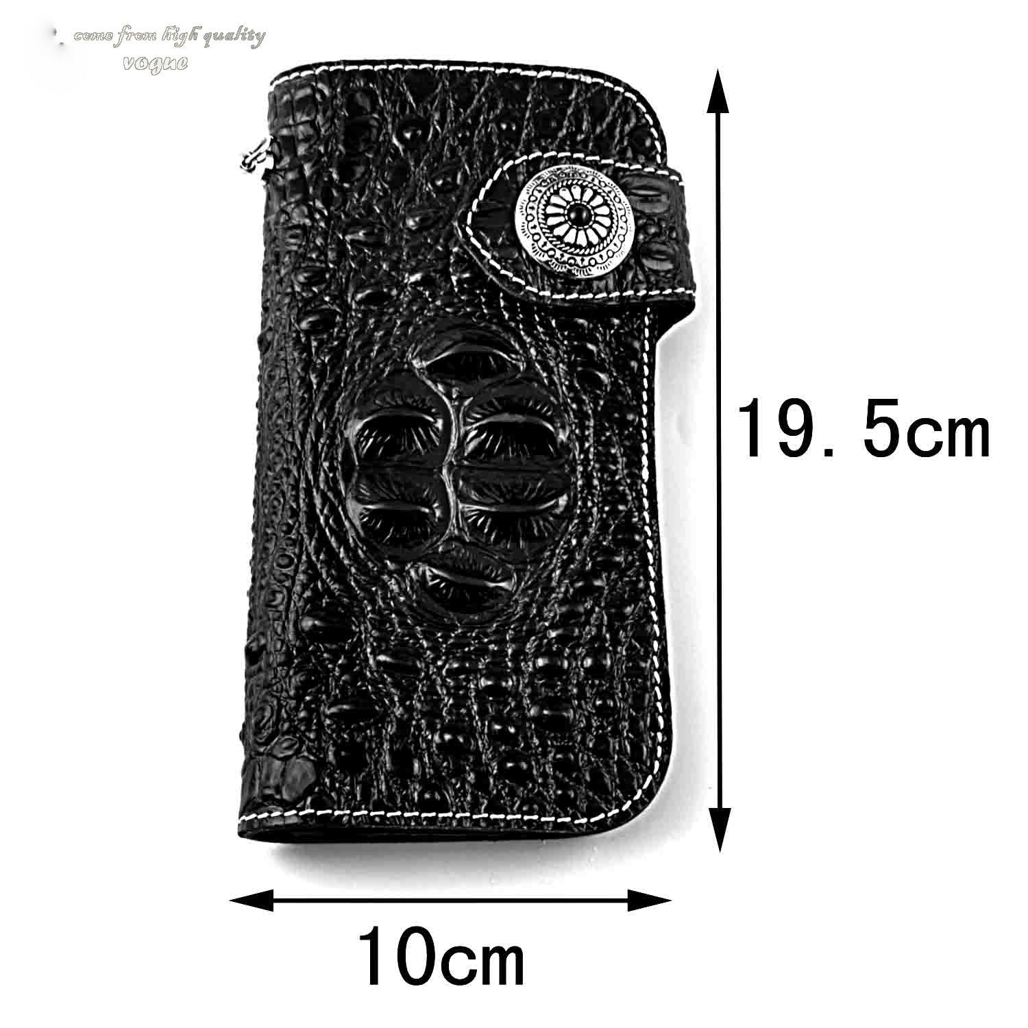 Badass Black Leather Men's Long Biker Chain Wallet Long Wallet Chain ...