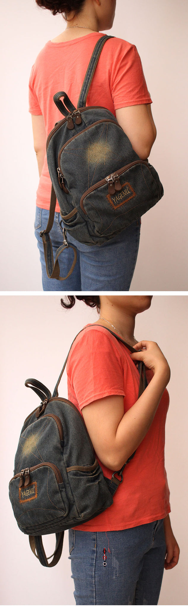Vintage Denim Backpack School Backpack Womens Blue Denim School ...