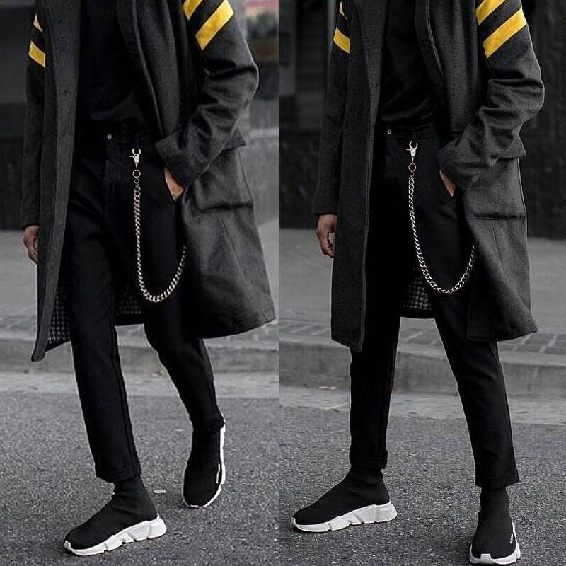 Fashion Men's Women's Self Defense Long Hip Hop Pants Chain Biker Wall