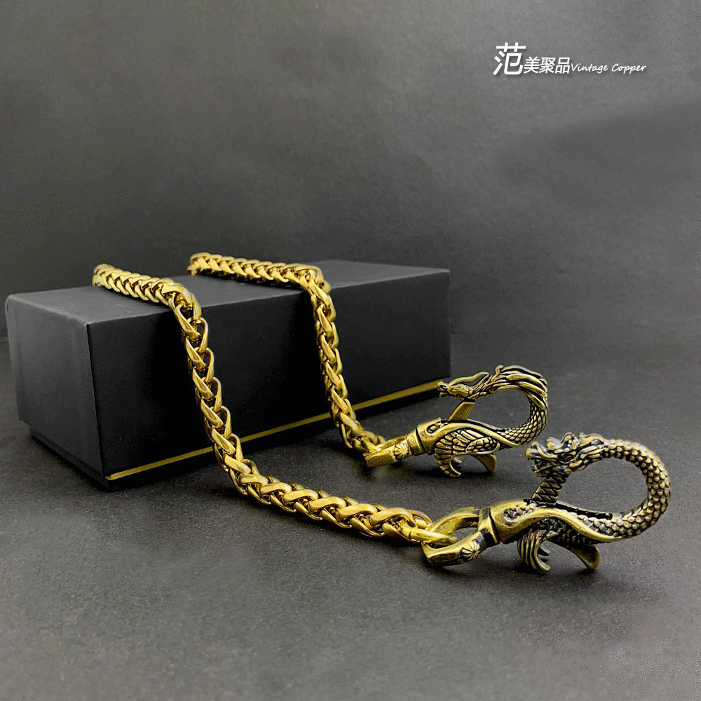 Cool Brass Chinese Dragon 18'' Pants Chain Wallet Chain Gold Motorcycle ...