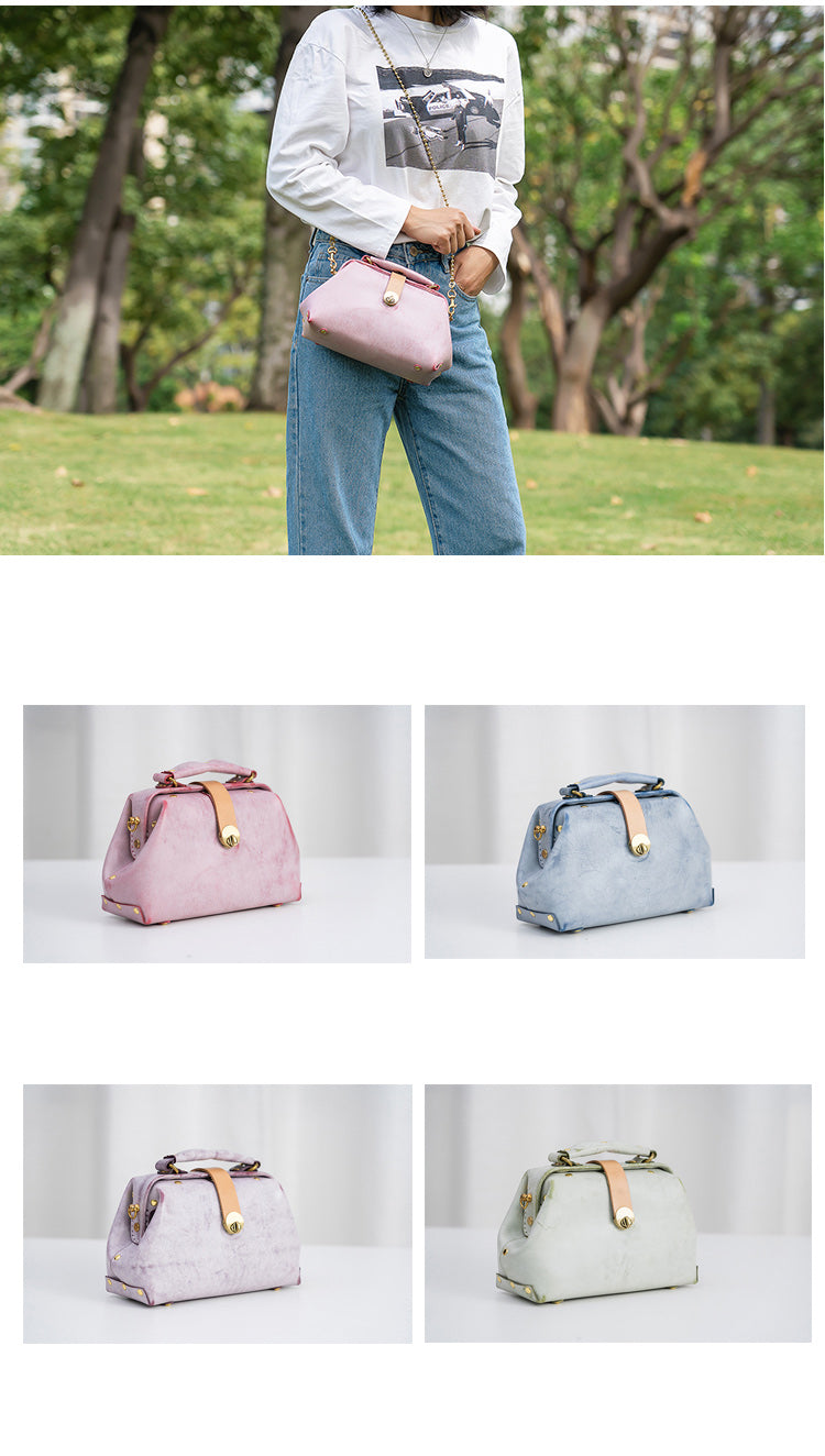 Handmade Womens Vintage Small Leather Doctor Handbag Side Purse Doctor ...