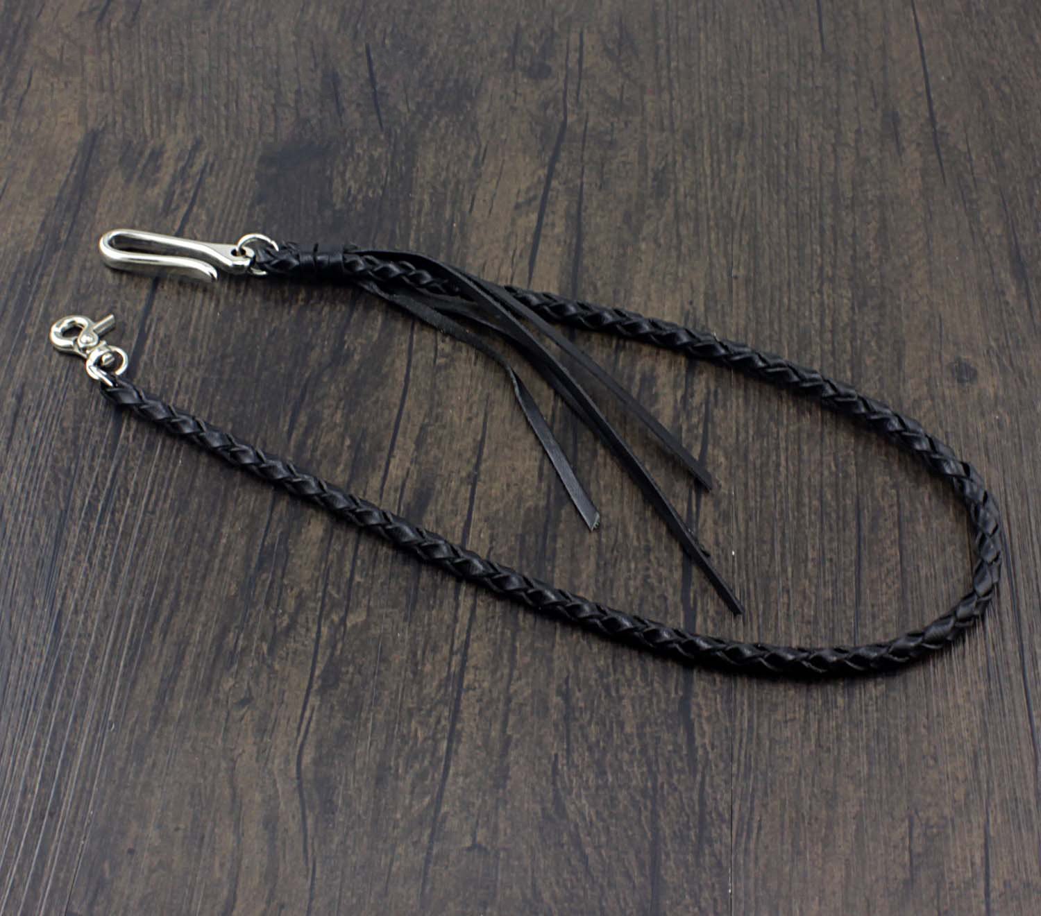 Handmade Braided Black Leather Cool Punk Rock Wallet Chain Biker Truck