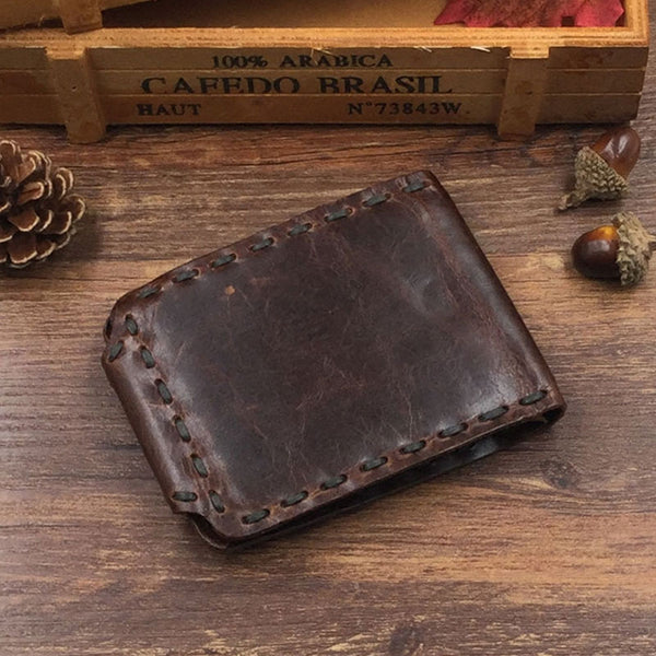 Handmade Leather Small Mens Wallet Bifold billfold Wallet for Men