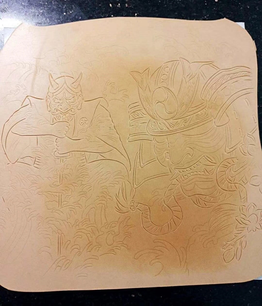 Handmade Leather Tooled Japanese Samurai Biker Chain Wallet Long Walle