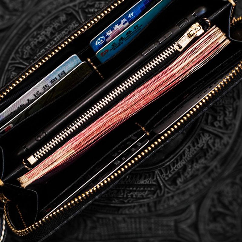 Handmade Leather Tooled Toad Chain Wallet Mens Biker Wallet Cool Leath