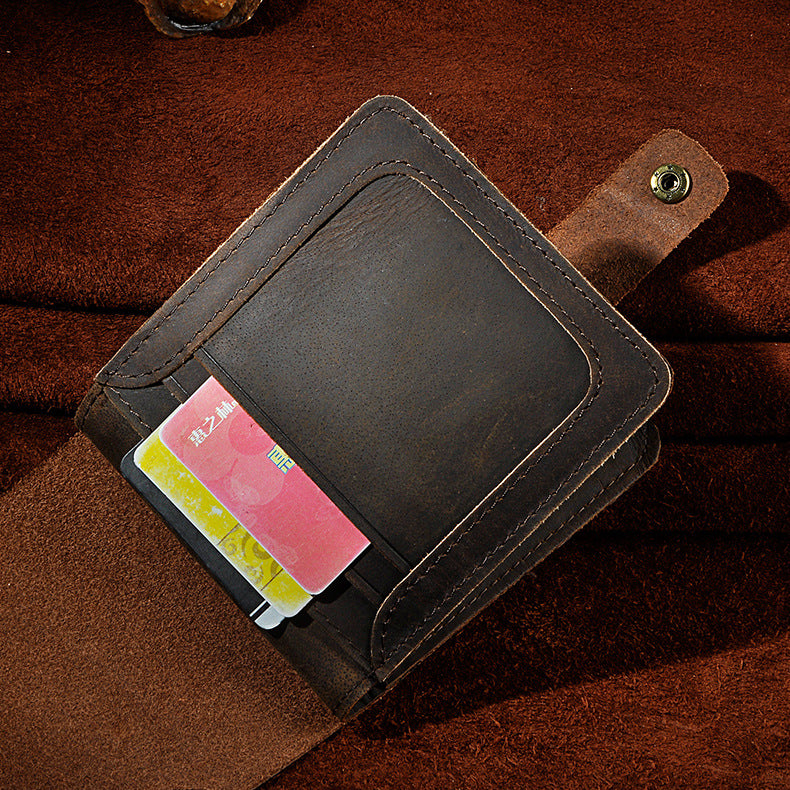 Leather Small Mens Wallet Vintage billfold Bifold Wallet for Men