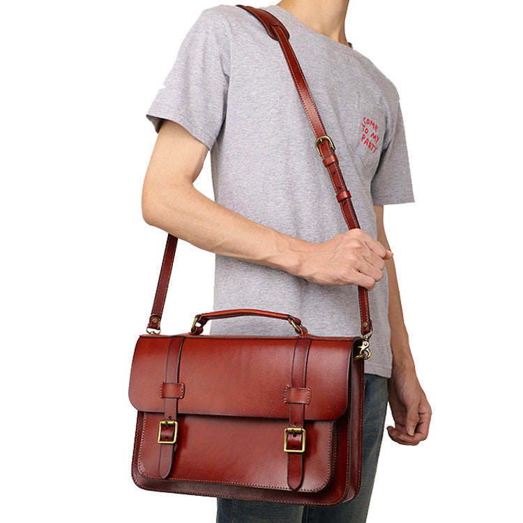 Men's Coffee Leather Convertible Backpack Messenger Bag Stachel Bag Fo