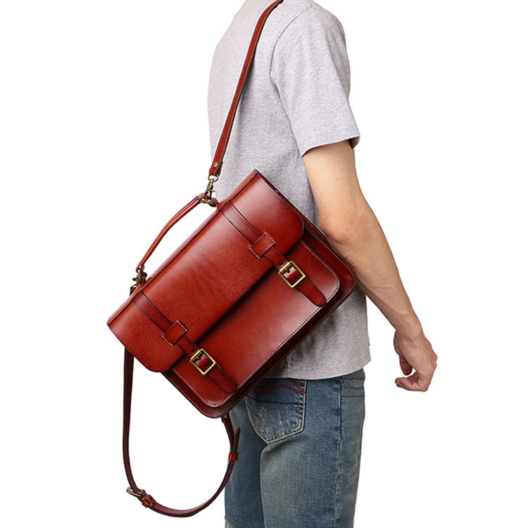 Men's Coffee Leather Convertible Backpack Messenger Bag Stachel Bag Fo