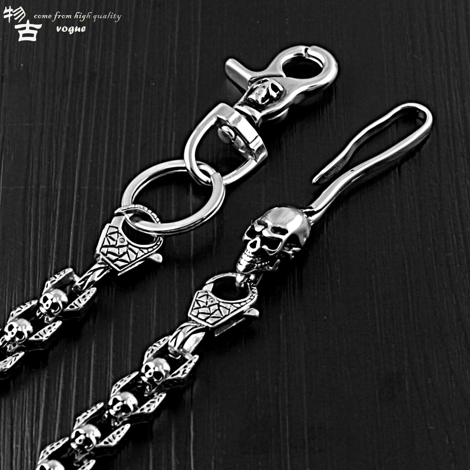 SOLID STAINLESS STEEL Biker Skull Wallet Chain Long Pants Chain jeans ...