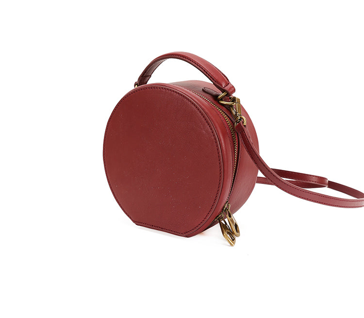 Stylish LEATHER WOMENs Circle Handbag Purse Round SHOULDER Purse for W