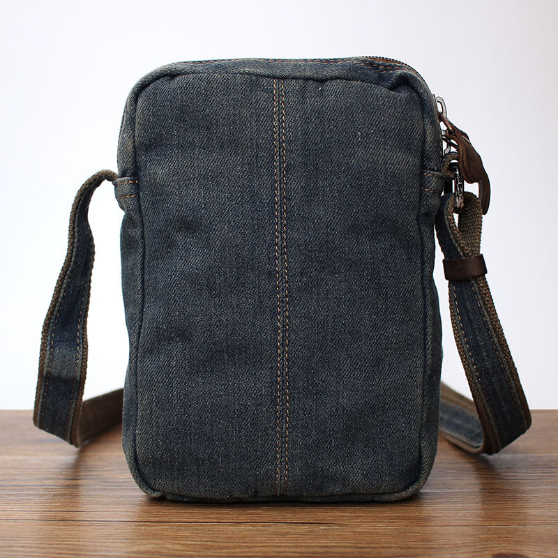 Vintage Womens Blue Denim Vertical Side Bag Denim School Shoulder Purse ...