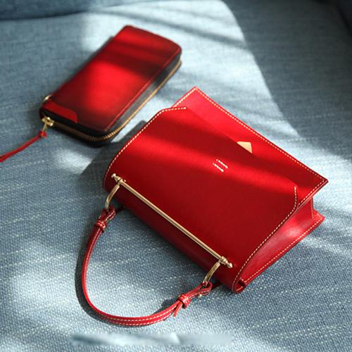 Fashion Womens Leather Flap Over Handbag Purse Handmade Square Crossbo