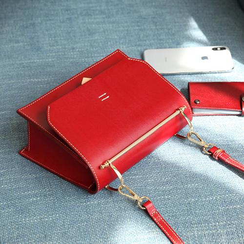 Fashion Womens Leather Flap Over Handbag Purse Handmade Square Crossbo