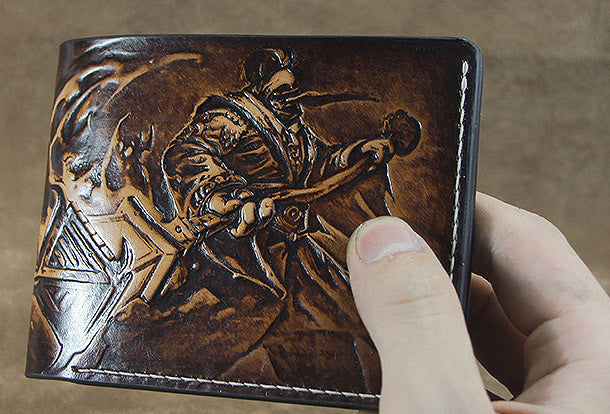 Handmade League of Legends LOL JAX carved leather custom billfold ...